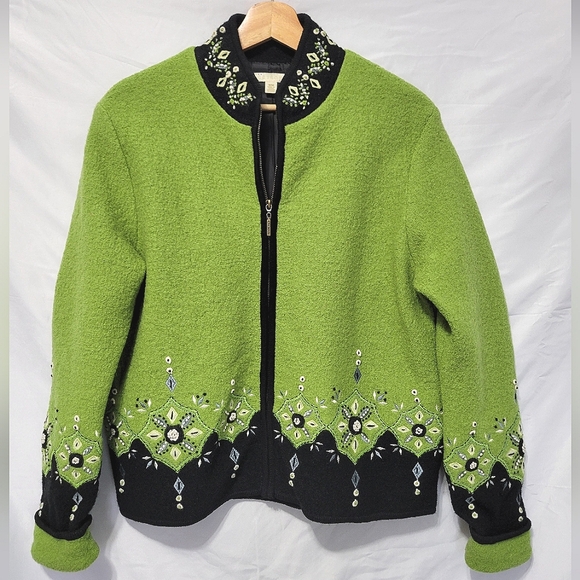 carson | Jackets & Coats | Vintage Carson Wool Spring Green Embroidered ...